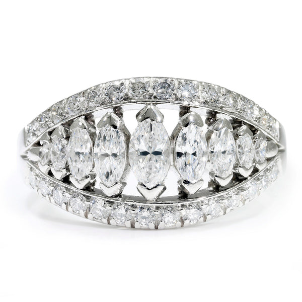 Graduated Marquise Diamond Band with Accents Platinum 1.50ctw - Once ...