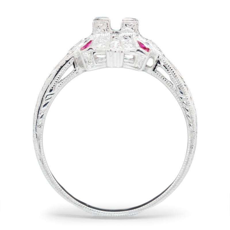 Ruby Semi Mount Ring Setting with Diamonds 18K White Gold - Once Upon A ...